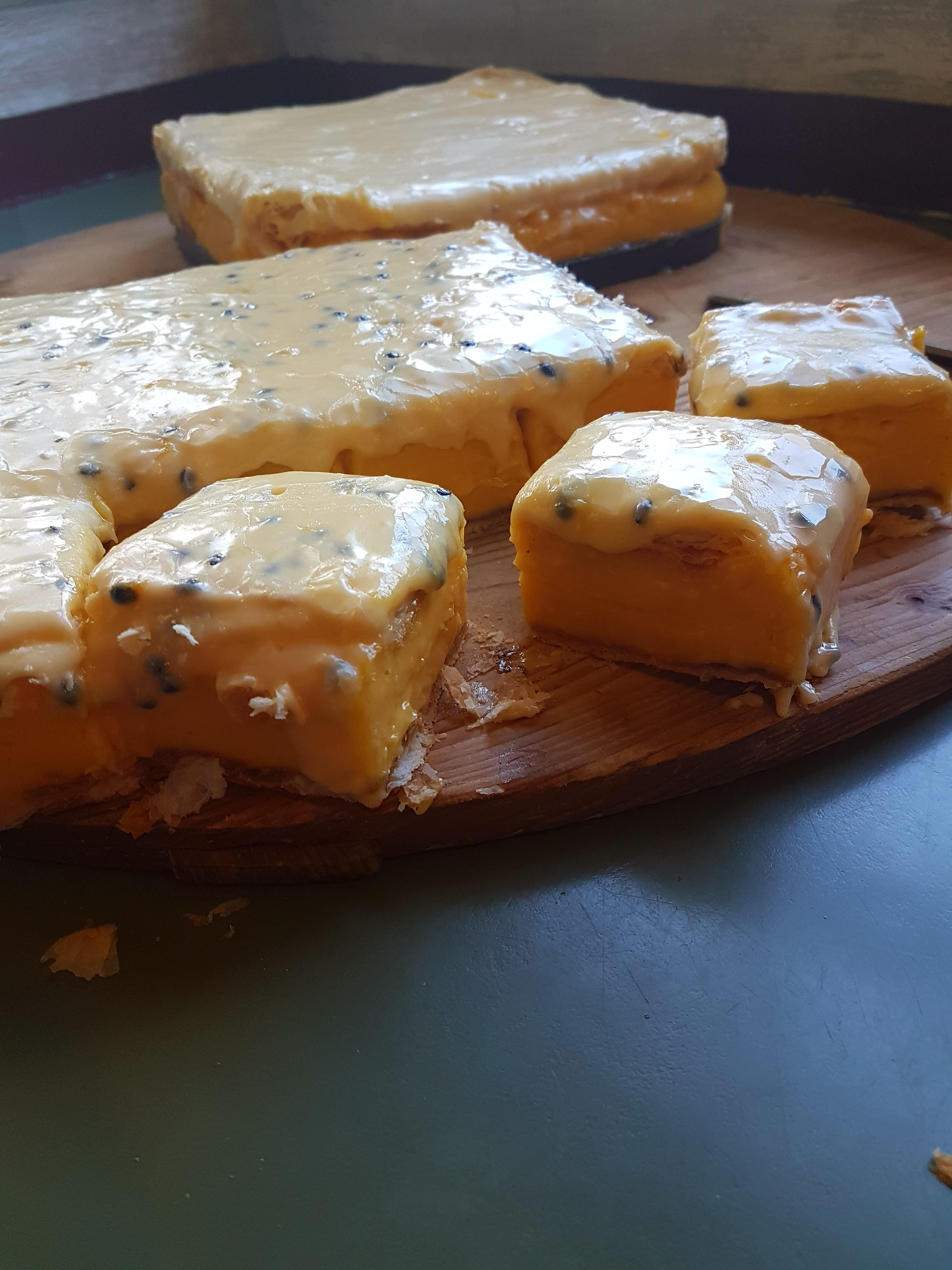 Vanilla Squares with passionfruit icing – the great icing debate